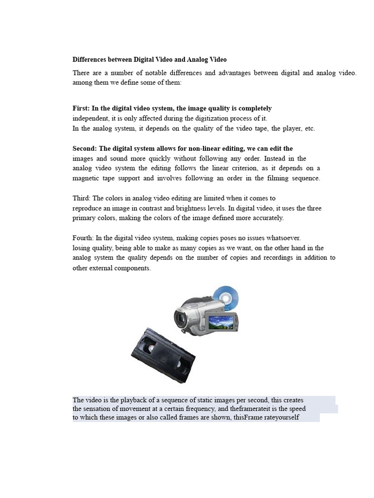Analog vs Digital Video Explained | PDF | Video | Image Resolution