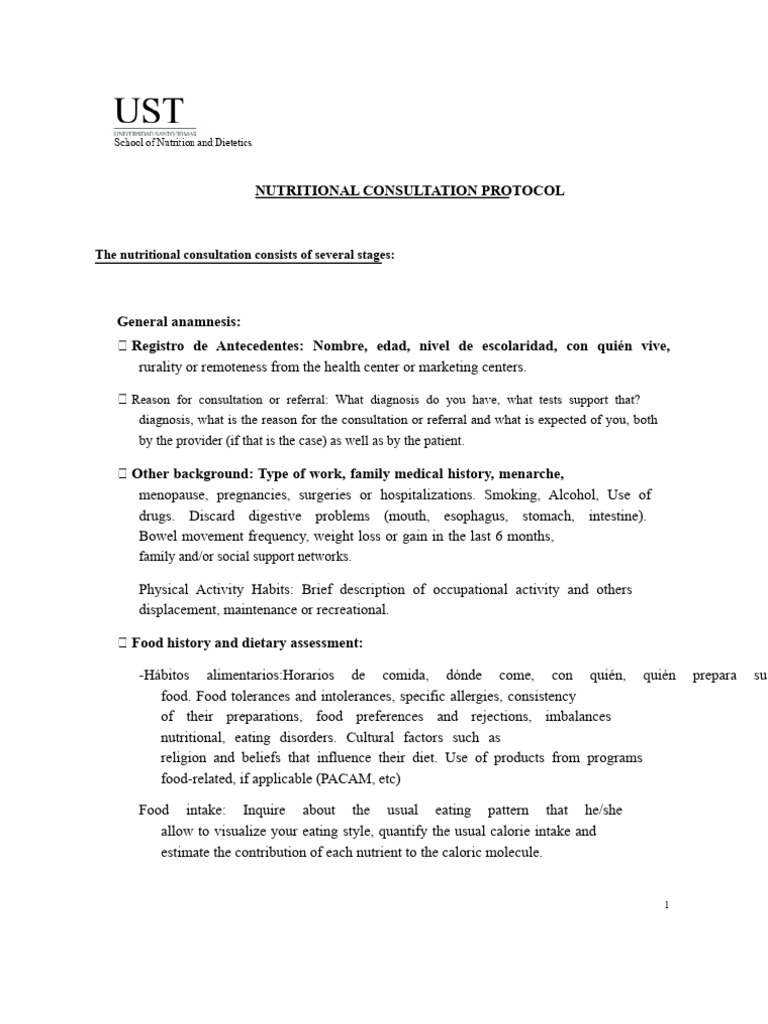 Nutritional Consultation Protocol Guide | PDF | Diet (Nutrition) | Diet ...