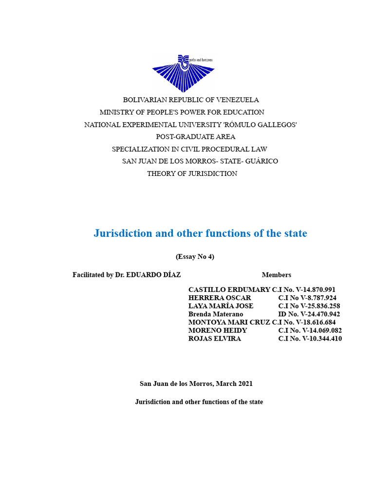 Jurisdiction and Other Functions of The State | PDF | Attorney General ...