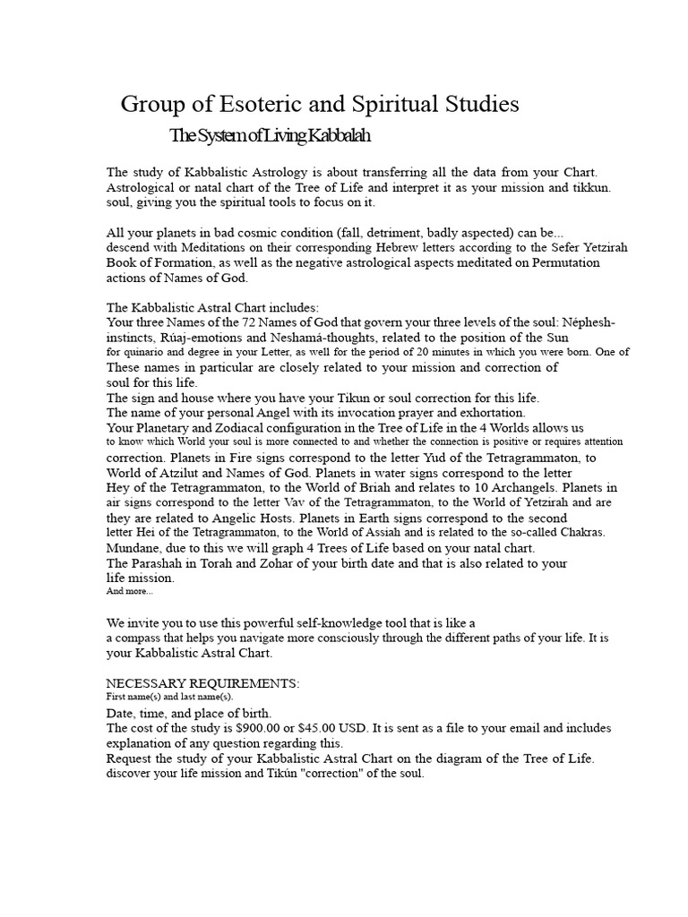 Kabbalistic Astrology Birth Chart Guide | PDF | Horoscope | Kabbalah