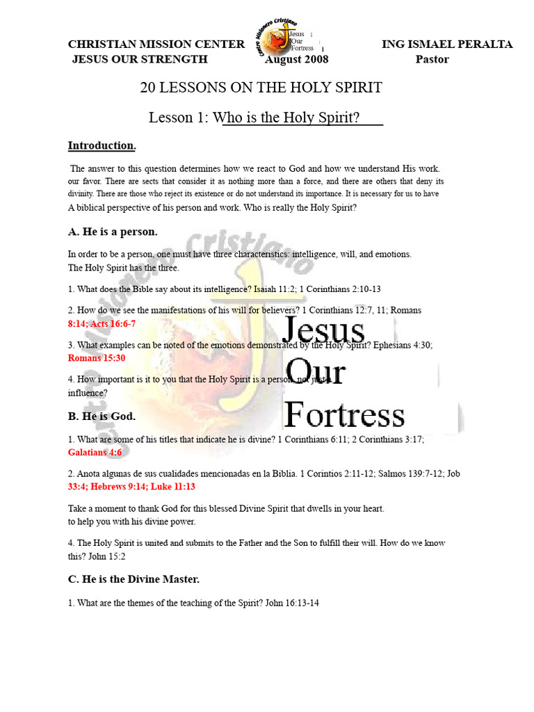 1 - 20 Lessons On The Holy Spirit | PDF | Holy Spirit | Gospel Of John