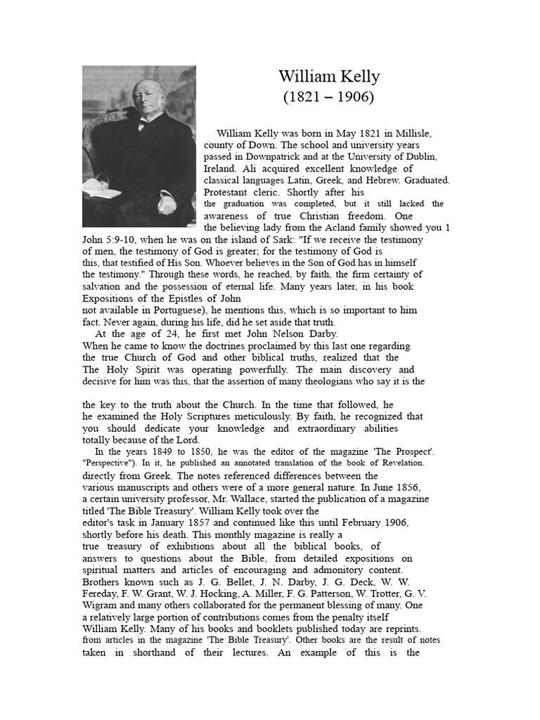 Life and Legacy of William Kelly | PDF | Bible | Testimony