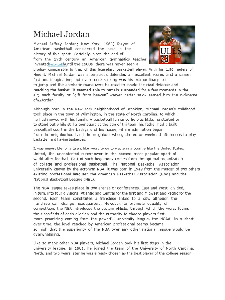 Michael Jordan | PDF | National Basketball Association | Sports
