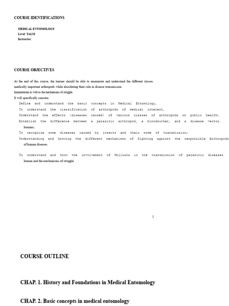 Medical Entomology Course Overview | PDF | Mosquito | Fly
