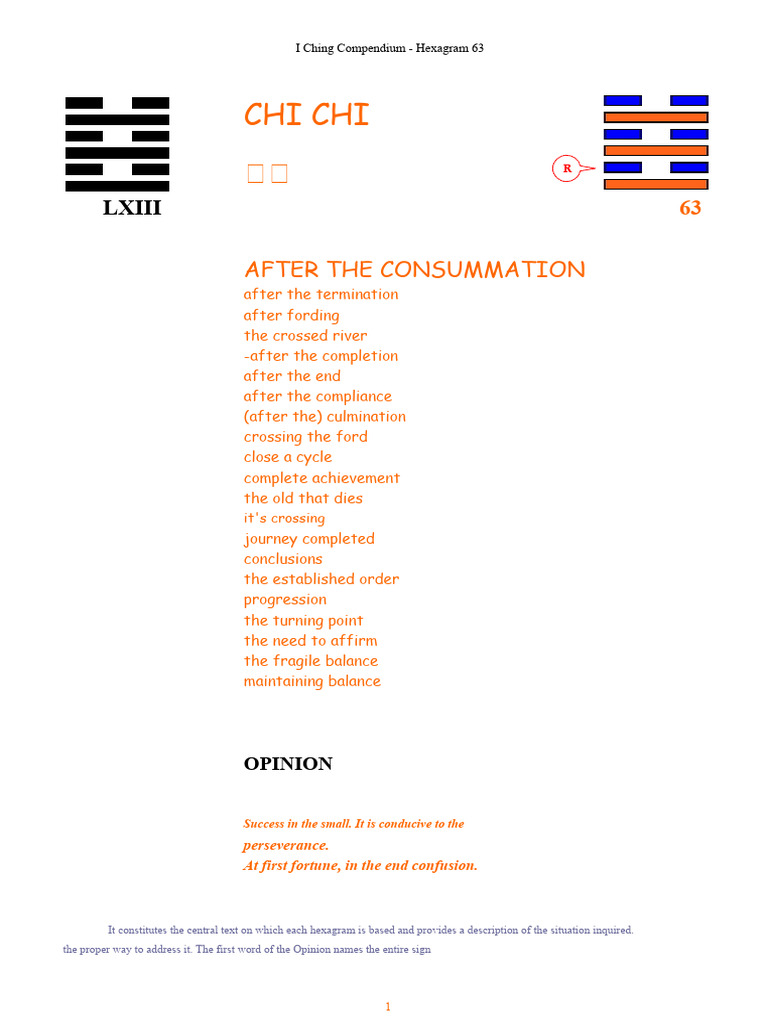 I Ching Hexagram 63 Overview | PDF