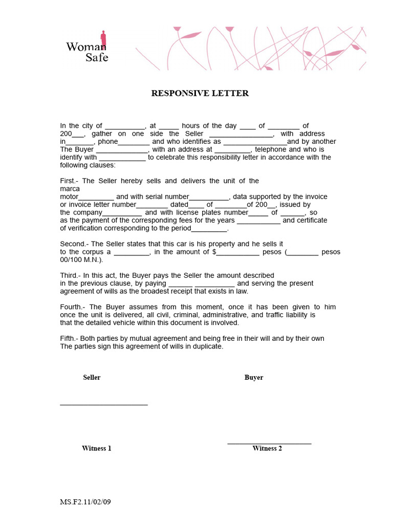 Responsibility Letter | PDF