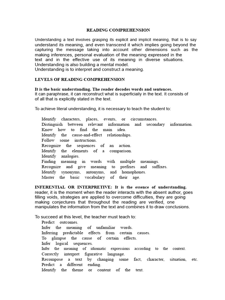 Reading Comprehension | PDF | Semantics | Reading Comprehension