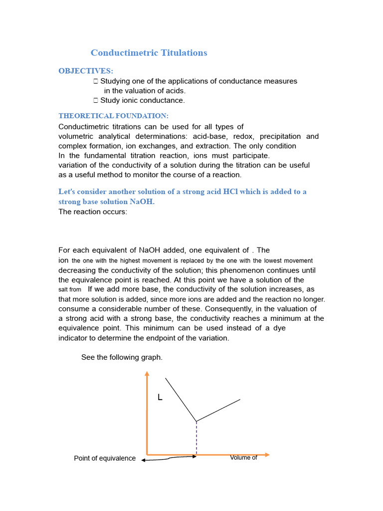 Conductimetric Titrations | PDF | Titration | Chemistry