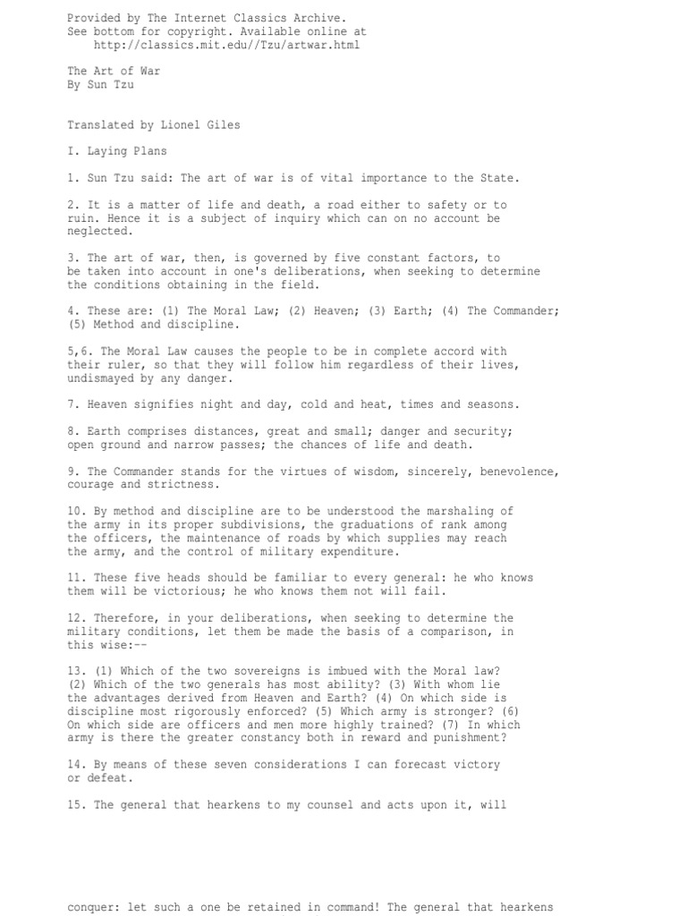 The Art of War - Sun Tzu | PDF | The Art Of War | Siege
