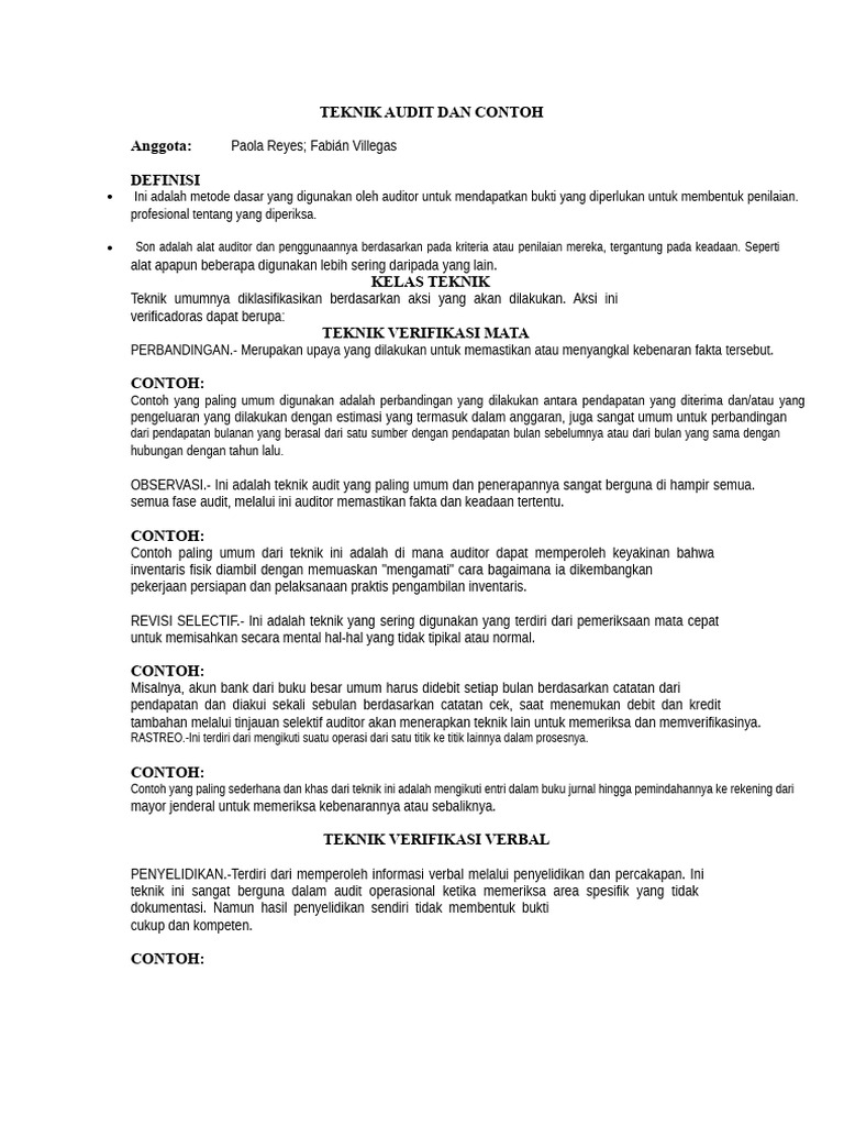 Teknik Audit: Metode dan Contoh | PDF