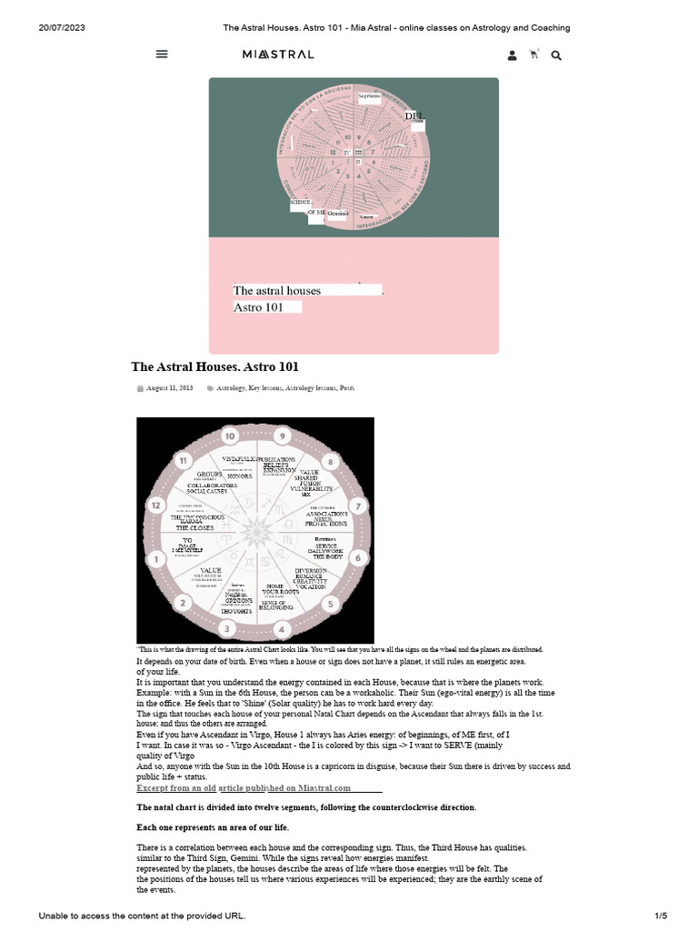 The Astral Houses. Astro 101 - Mia Astral - Online Classes of Astrology and Coaching | PDF ...
