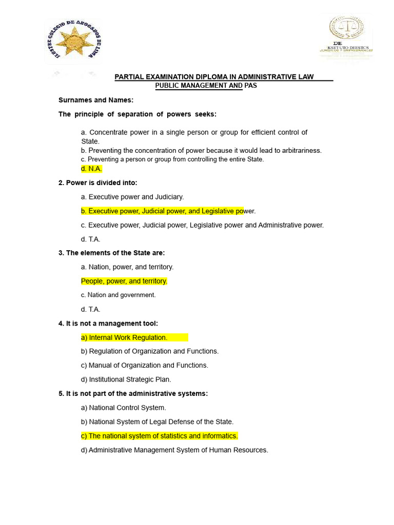 Administrative Midterm Exam 2020 PDF | PDF | Administrative Law | Separation Of Powers