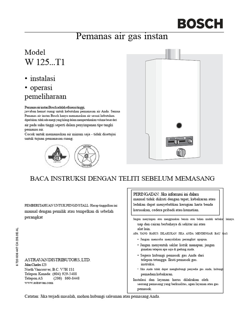 Pemanas Air Gas Instan: Model | PDF