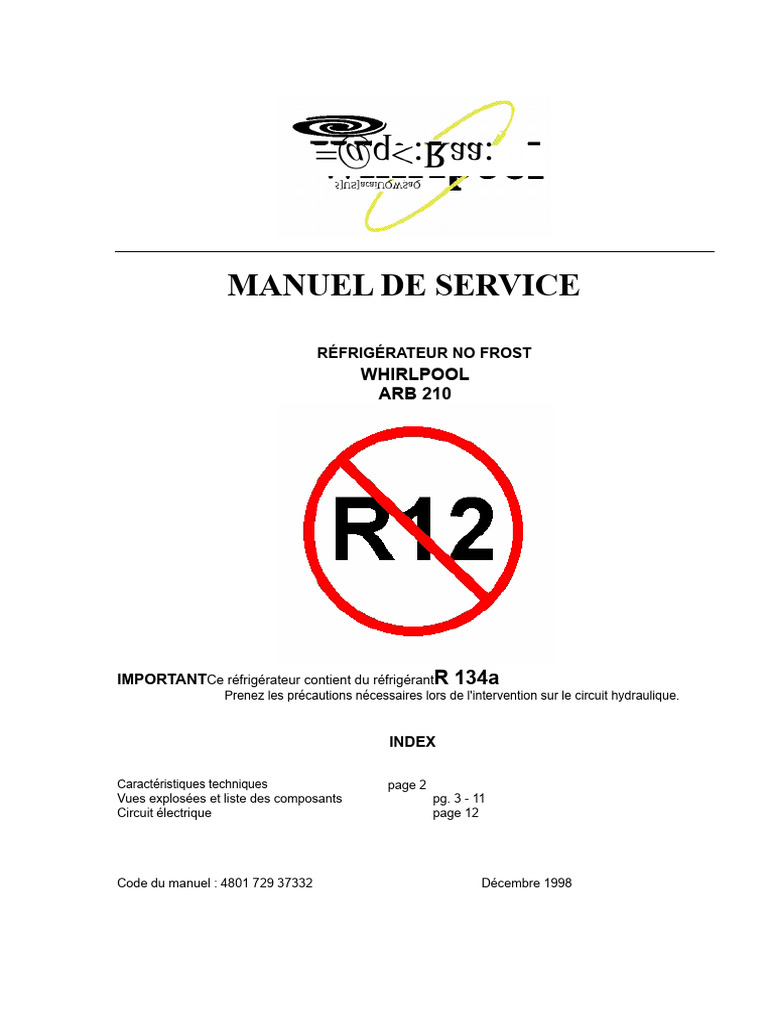 Manuel Réfrigérateur Whirlpool ARB 210 | PDF | Couleur