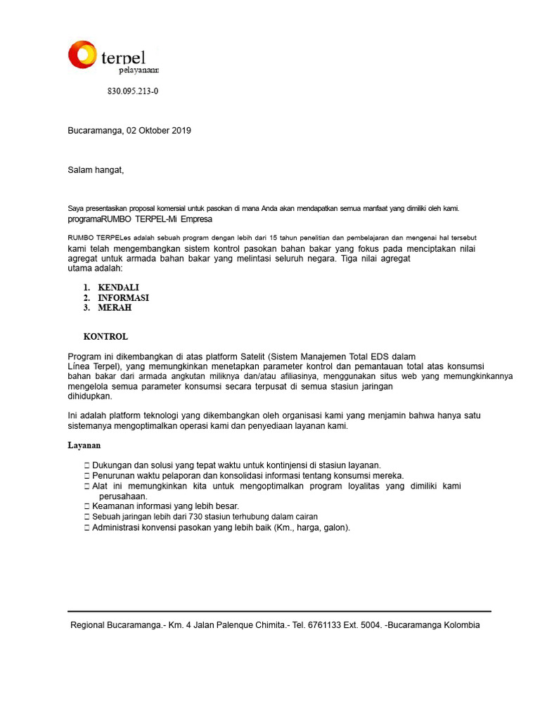Proposal Program RUMBO TERPEL untuk Armada | PDF