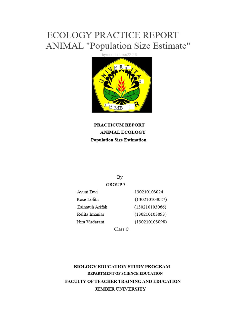 Example of Practicum Report On Population Estimation Simulation | PDF ...
