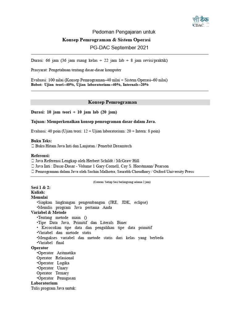 DAC - Sekolah - TG - Konsep Pemrograman Dan Sistem Operasi | PDF