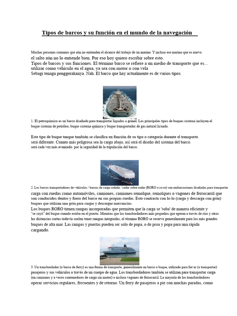 Tipos de Barcos en El Mundo Marítimo | PDF | Buques | Remolcador