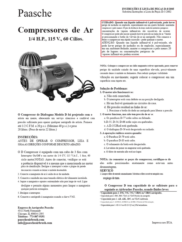 Compressor Paasche | PDF | Motores