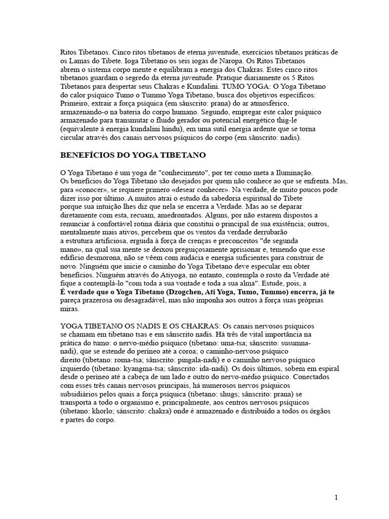 Ritos Tibetanos para Juventude e Energia | PDF | Chacra | Alimentos