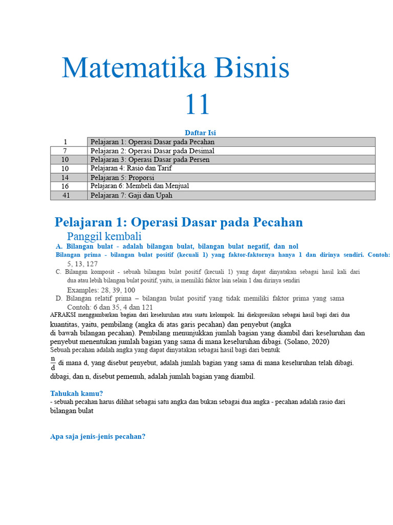 Catatan Matematika Bisnis | PDF