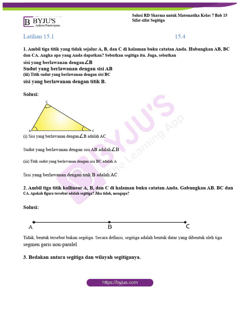 RD Sharma Kelas 7 Solusi Matematika Bab 15 Sifat Segitiga PDF | PDF