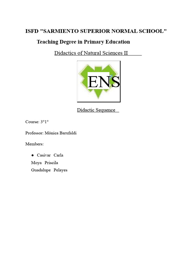Didactic Sequence - Casivar - Moya - Pelayes - 3rd. 1st. | PDF ...
