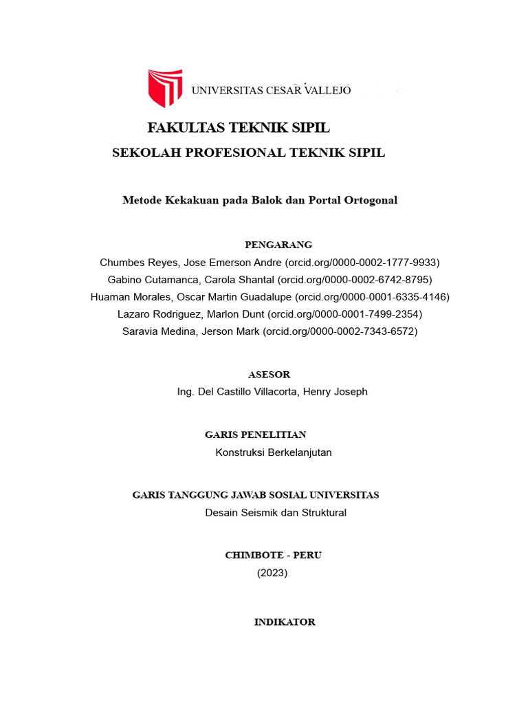 Metode Kekakuan Balok dan Portal Ortogonal | PDF