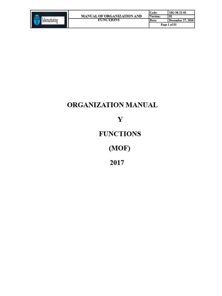 Organization Manual and Functions Guide | PDF | Computer Network ...