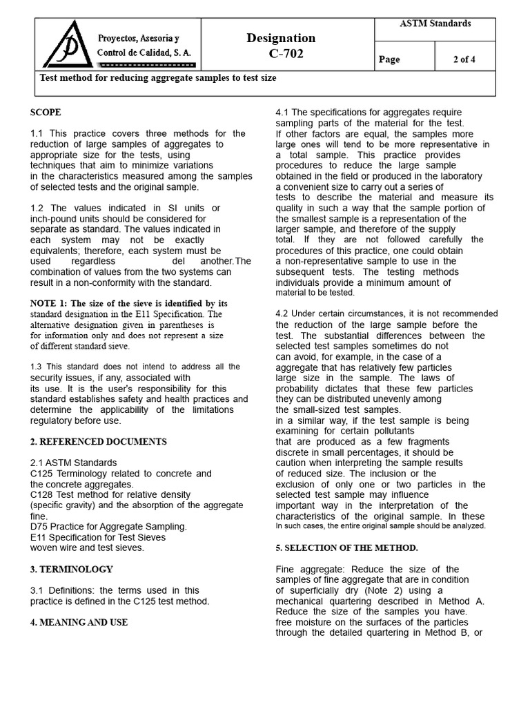 ASTM C-702 Sample Reduction | PDF | Sampling (Statistics) | Mixture
