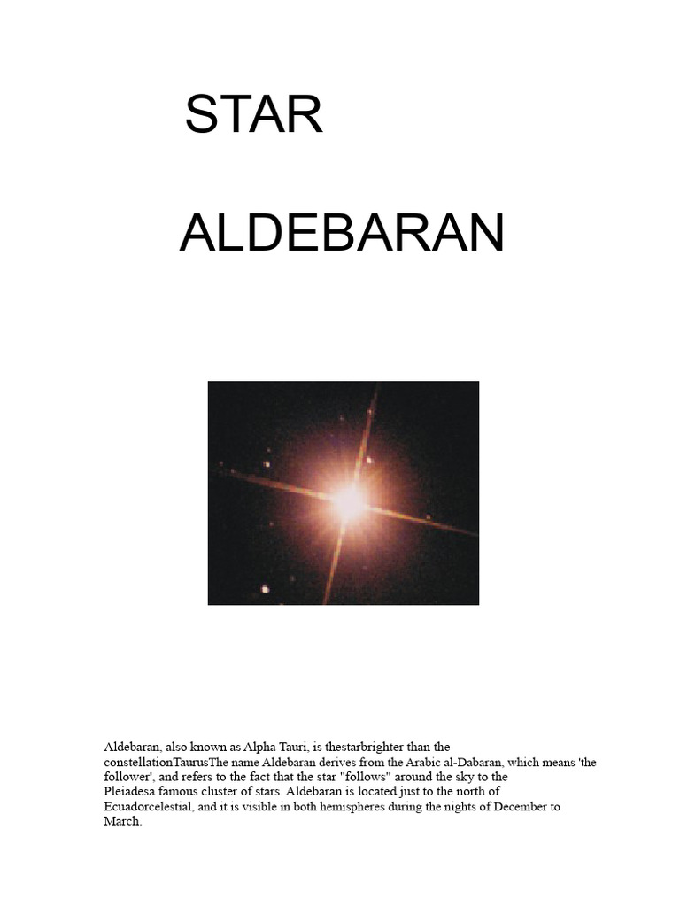 Aldebaran Star | PDF | Stars | Sky Regions