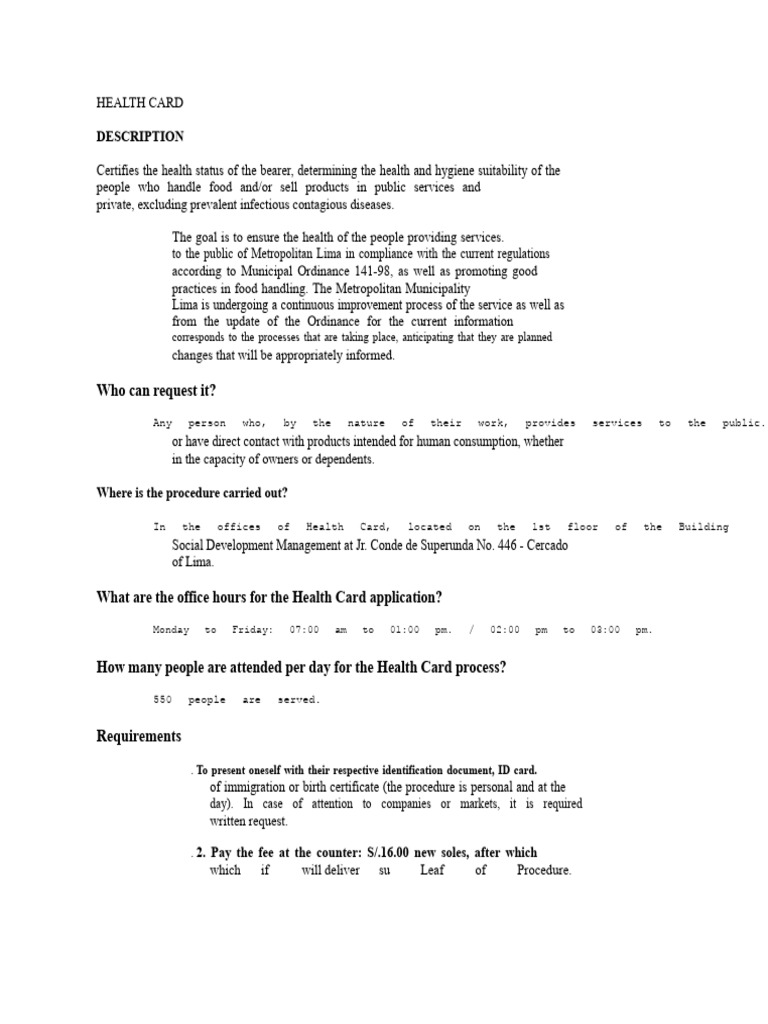 Health Card | PDF | Identity Document | Infection