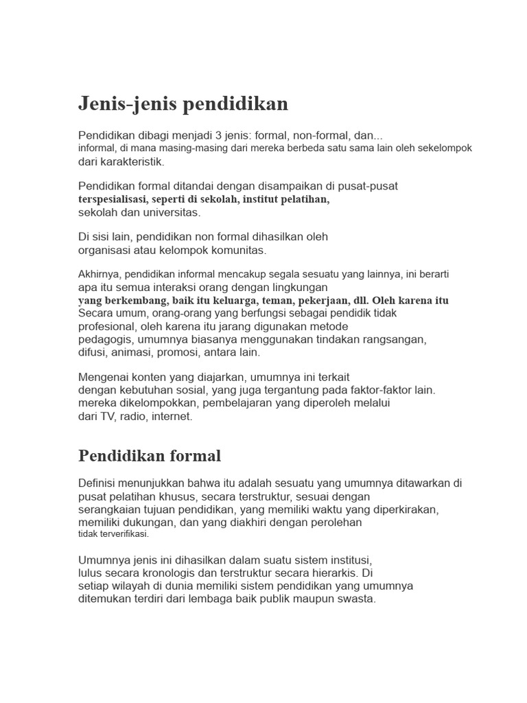 Jenis Pendidikan | PDF