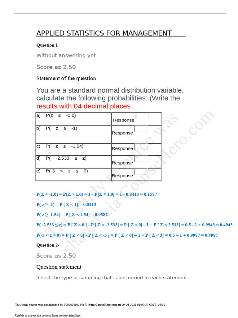 Applied Statistics For Management Document | PDF | Statistics ...