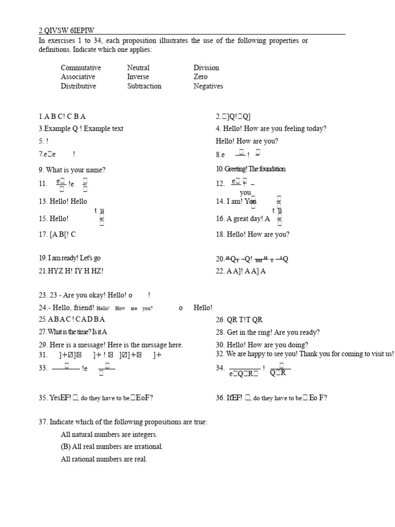 Exercises On The Properties of Numbers | PDF | Real Number | Rational ...