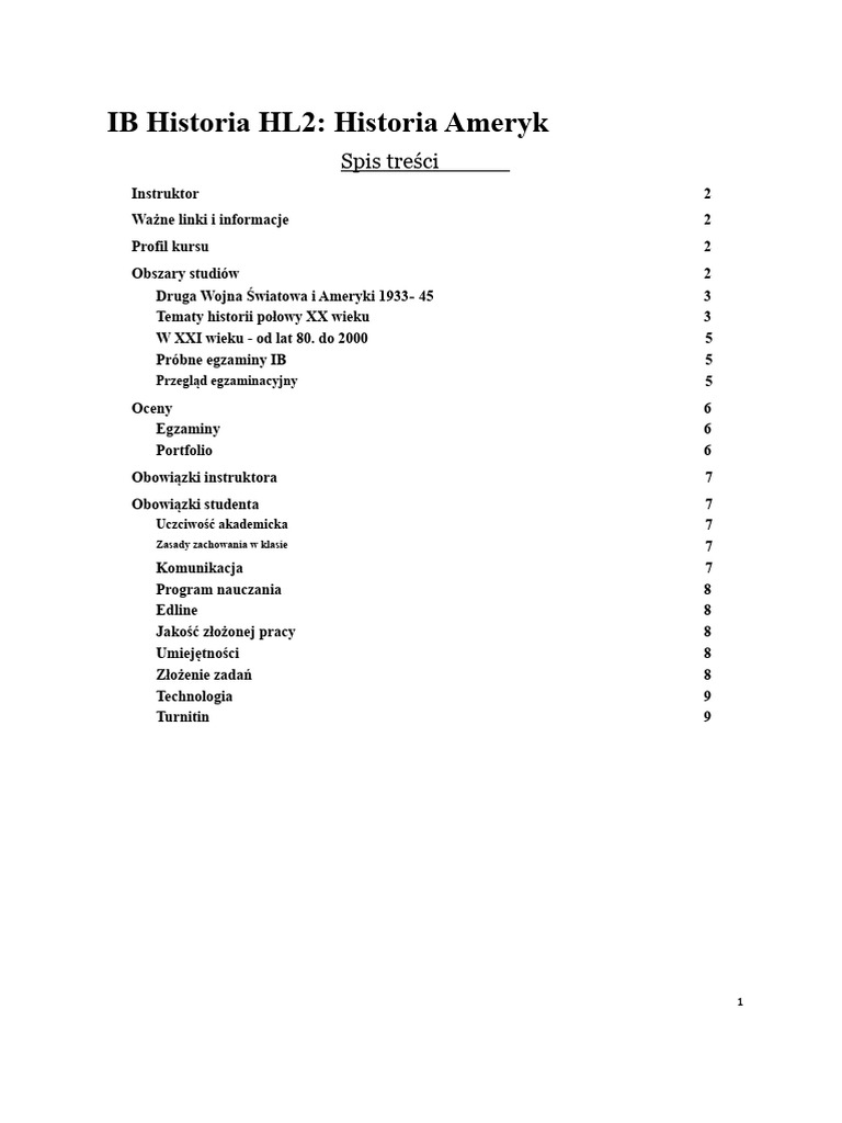 IB Historia HL2: Historia Ameryk | PDF