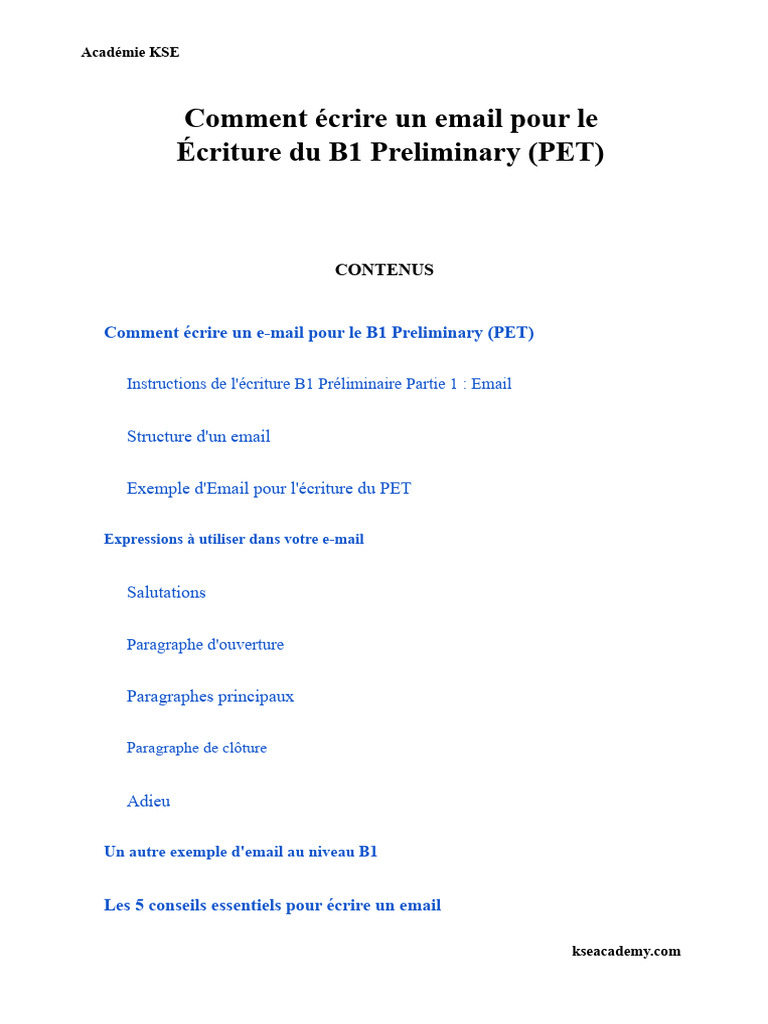 Rédiger un email pour le B1 Preliminary | PDF | Linguistique