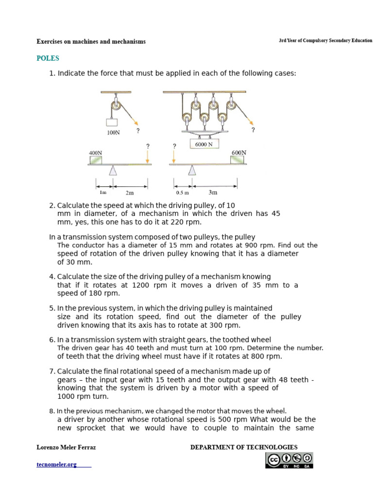 3 - Pulley - Exercises | PDF | Belt (Mechanical) | Gear