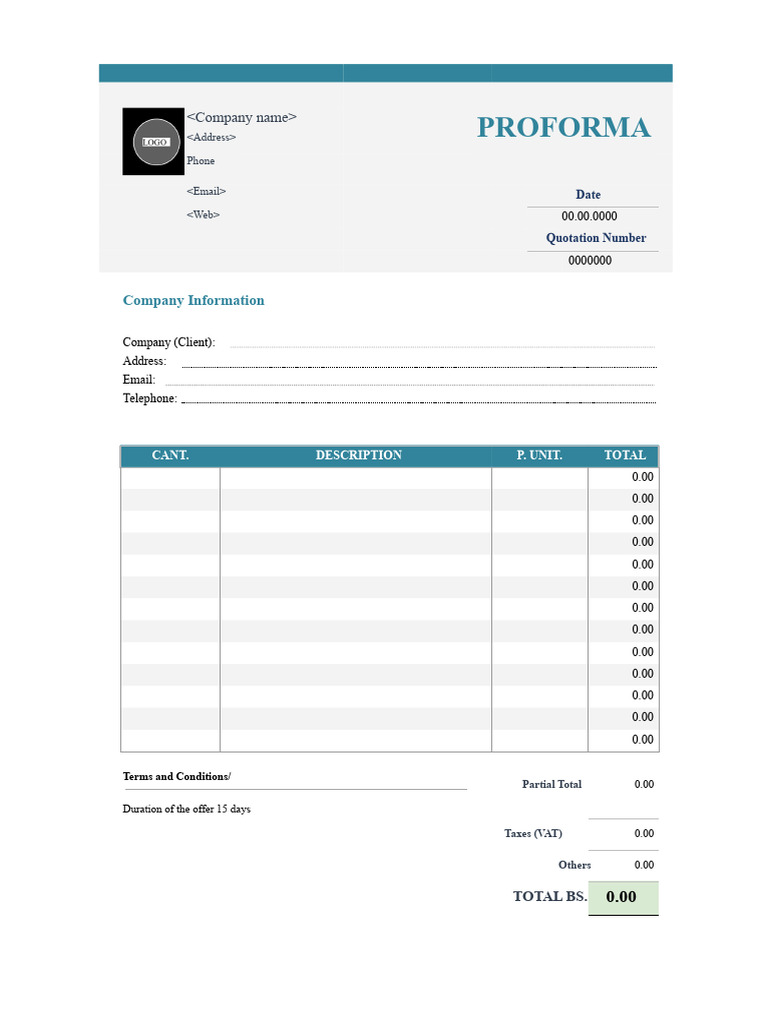 Proforma Quotation Document Template | PDF | Legal Liability ...