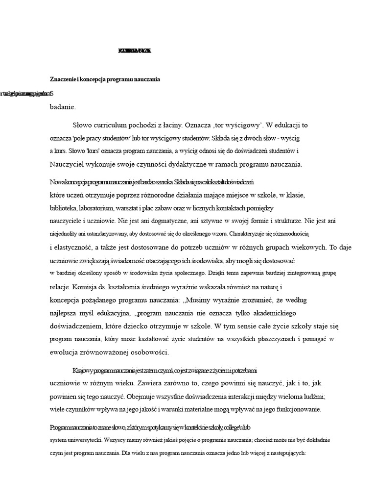 Program Nauczania | PDF