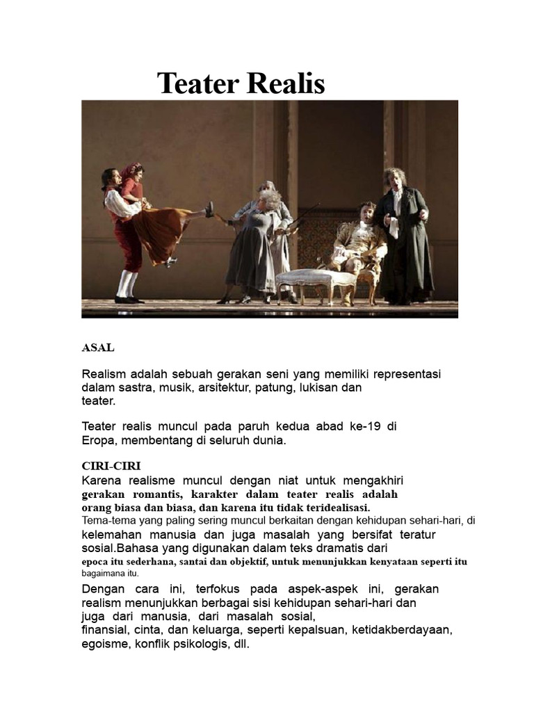 Teater Realis: Ciri dan Tema Utama | PDF