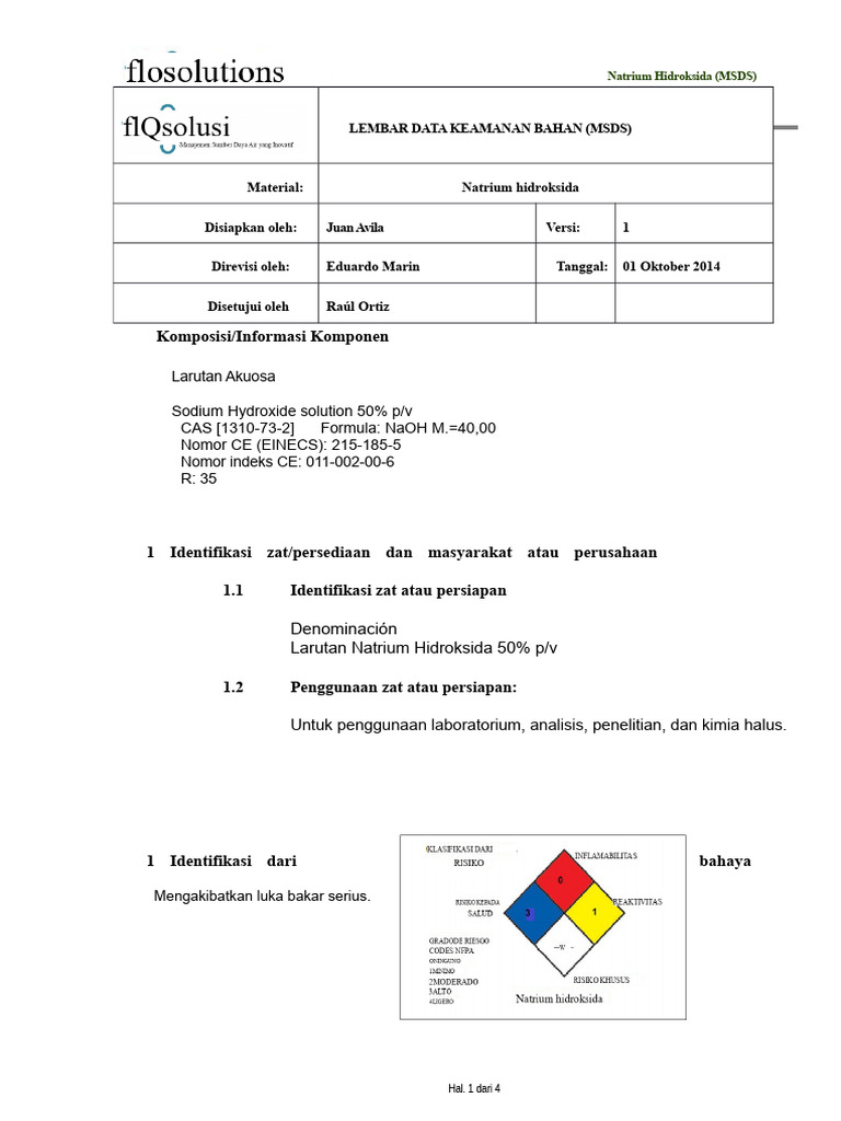 MSDS Natrium Hidroksida | PDF