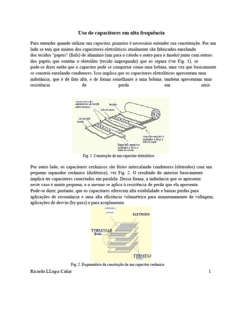 Uso de Capacitores em Alta Frequência | PDF | Capacitor | Energia elétrica