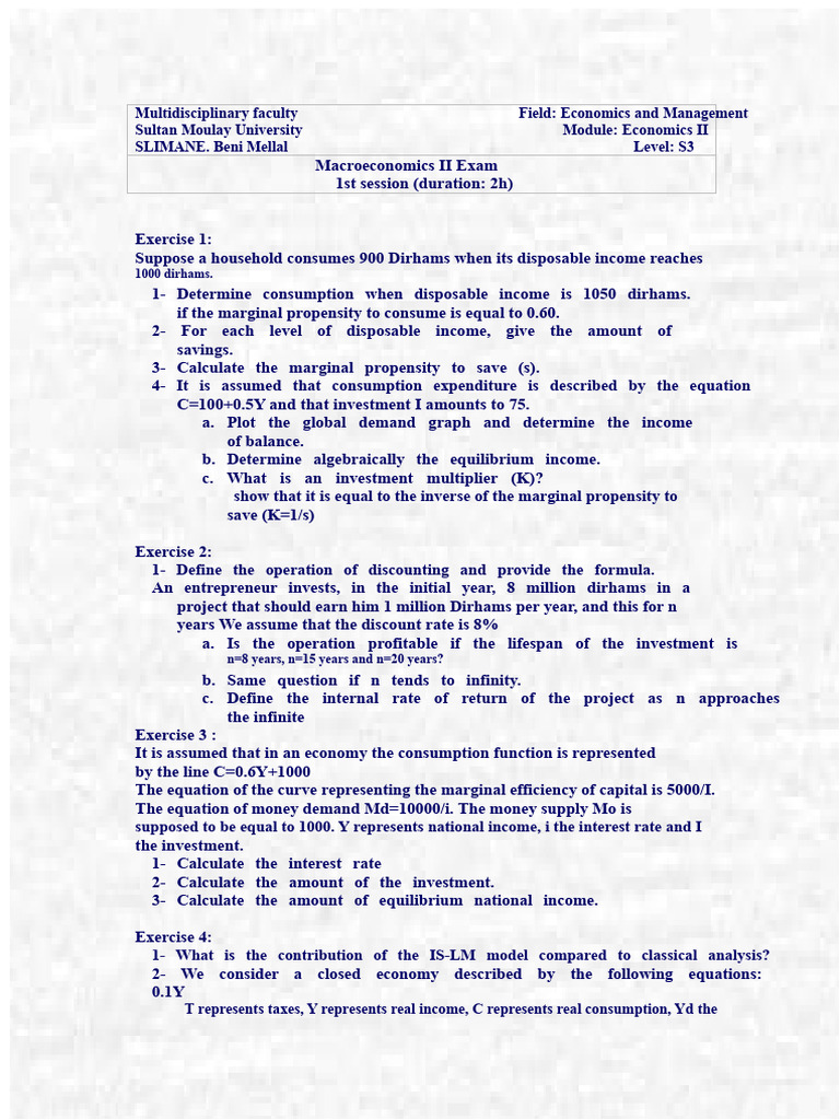 Macroeconomics Exam II S3 | PDF | Economies | Economics