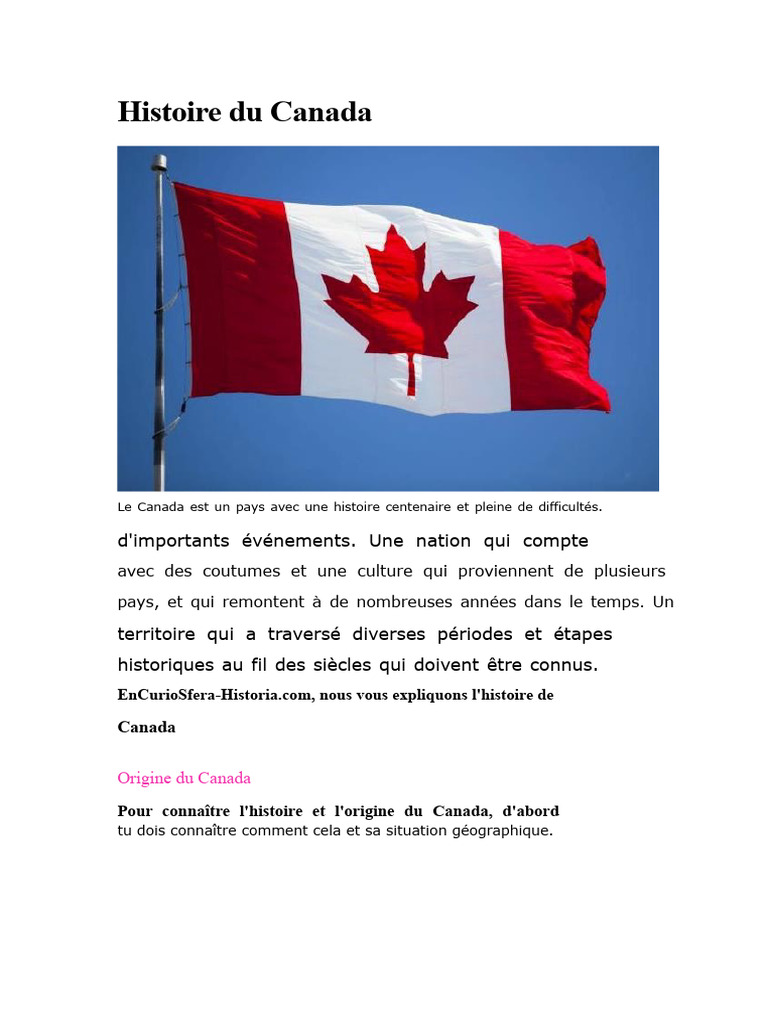 Histoire du Canada : Origines et Évolution | PDF | Canada | Québec