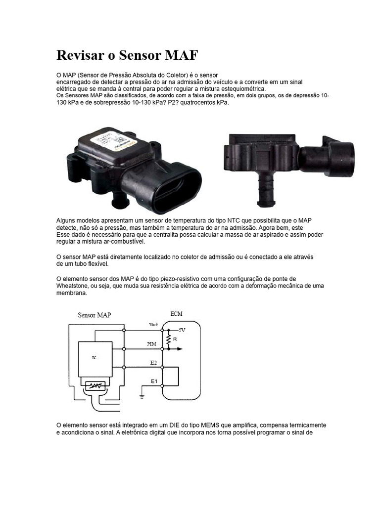 Guia de Revisão e Substituição do Sensor MAP | PDF | Conector elétrico ...