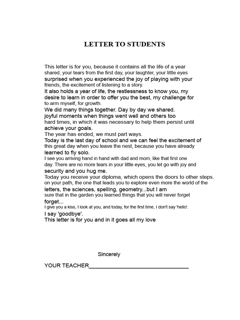 Letter To My Students | PDF