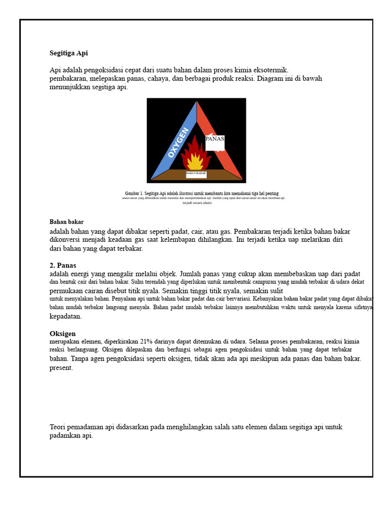 Segitiga Api: Elemen dan Penyebab Kebakaran | PDF
