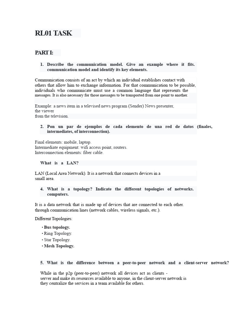 RL01 Task | PDF | Computer Network | Internet Protocols