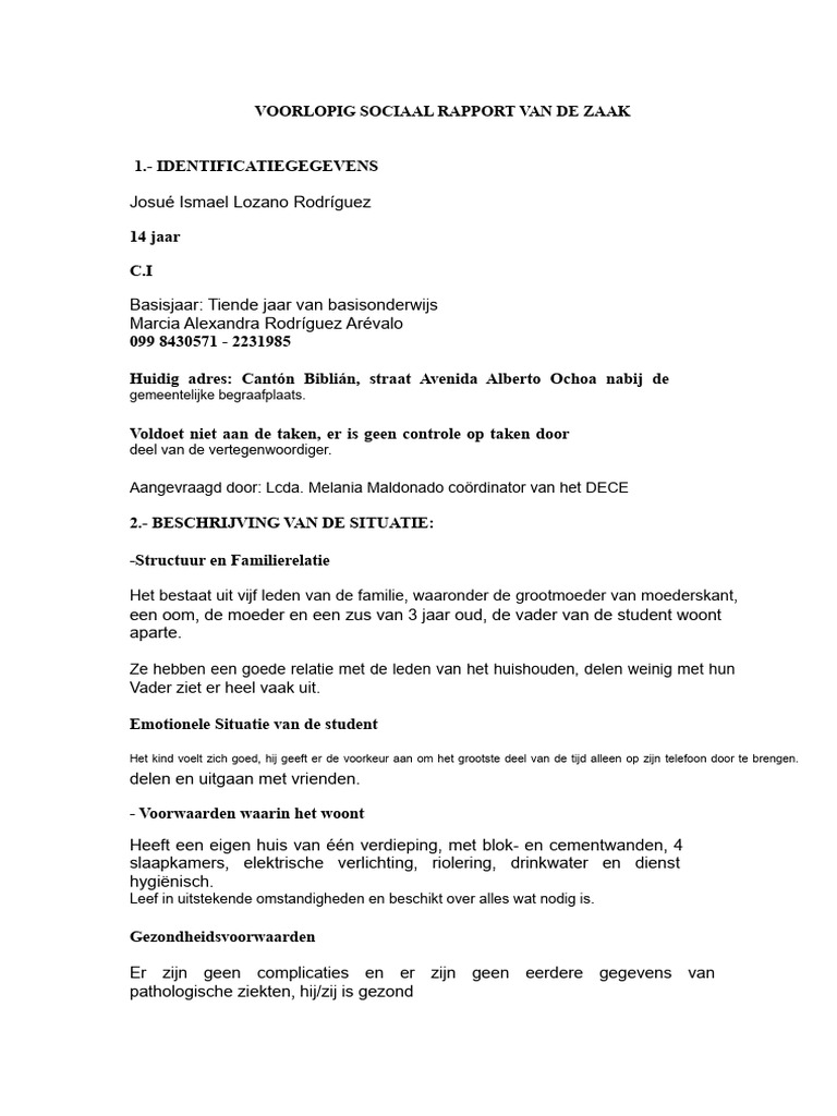 Voorlopig Sociaal Verslag Van de Student | PDF